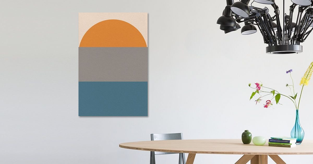 Ikigai. Abstracte minimalistische Zen kunst. Zon, maan, oceaan VIII van Dina Dankers op canvas ...
